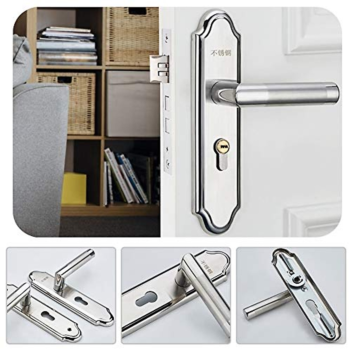 SONGJIA Universal Simple Door Lock Stainless Steel Safety Door Handle Locks for Bedroom Bathroom Interior Door Hardware Accessories