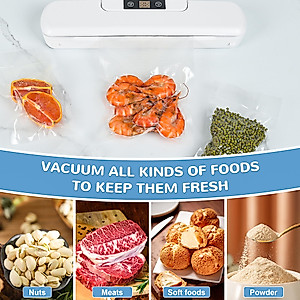 Vacuum Sealer Machine, Automatic Food Saver Vacuum Sealer Machine with 10 Vacuum Seal Bags, Compact Mini Seal a Meal Vacuum Sealer for Food Storage and Saver, 2 Models Easy Options-White
