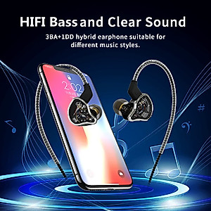 CCZ Warrior Stage in Ears Monitors Wired Earbuds with 3BA 1DD Hybrid Drivers, Noise Isolating in Ear Earphones Headphones with High Fidelity Clear Sound for Singer, Studio, Live Band, Gaming, Chatting