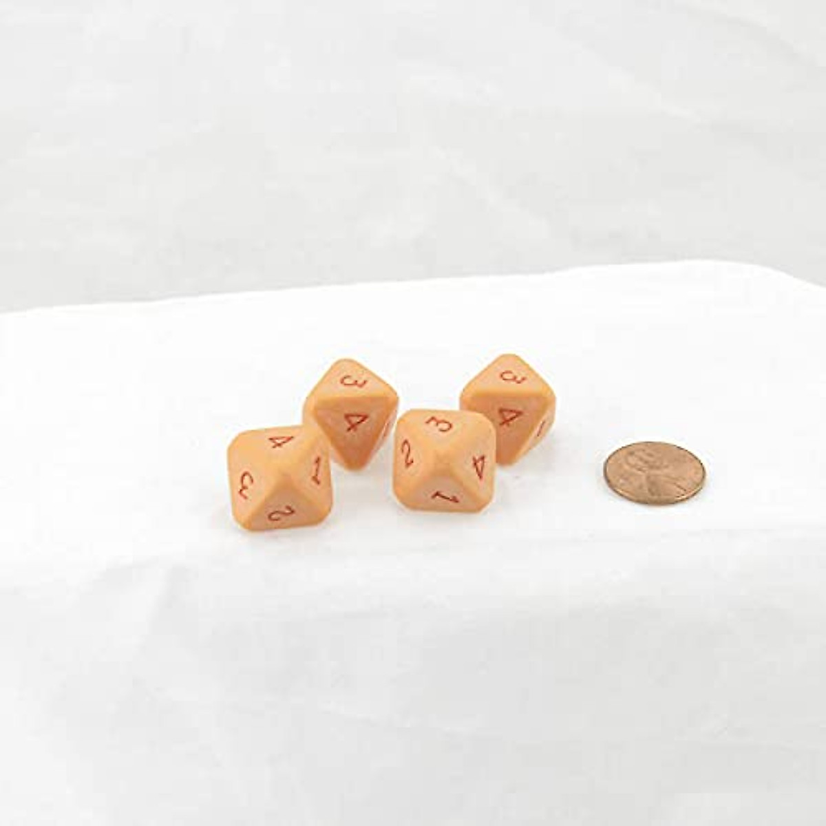 Orange Opaque Dice with Red Numbers D8 No. 1-4 Twice 16mm (5/8in) Pack of 4 Wondertrail
