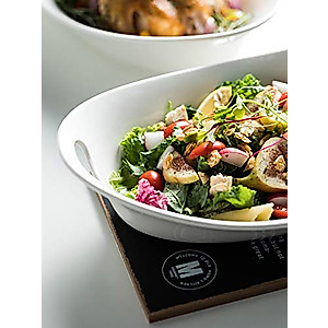 YHOSSEUN Large Serving Bowl with Handles Set Oval Serving Platter 1.5 Quarts Set of 2 White