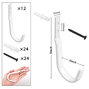 Dapute 6 Pack Wall Hooks for Hanging Coat and Towel, Heavy Duty Utility Coat Hooks,Large Metal J Hooks for Hanging Coat,Towel,Backpack,Robe,Bags,Coffee Mug,Hat(4.8"×2.7"),Screws Included