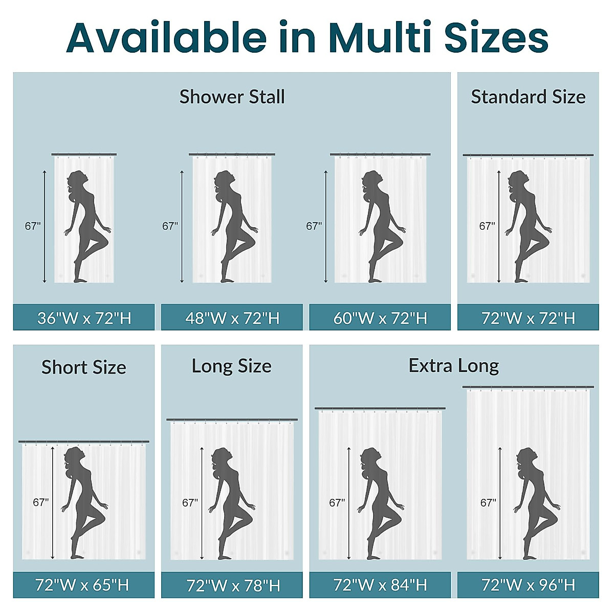 Titanker Clear Shower Curtain Liner, 72 x 72 Plastic Shower Liner Lightweight PEVA Shower Curtain Liner for Bathroom, Waterproof Shower Liner with Magnets and Rustproof Grommet Holes