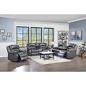 Galaxy Home Furnishings Martin Manual Reclining Loveseat Finished with Faux Leather/Wood in Gray