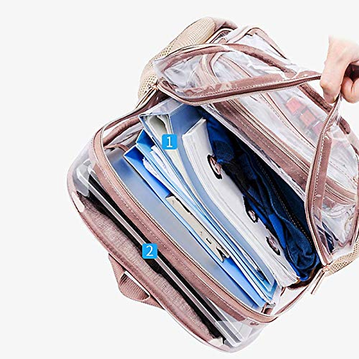 TRIEtree Clear Backpack, Heavy Duty Clear Bookbag Transparent Backpacks for Adults with Reinforced Straps See