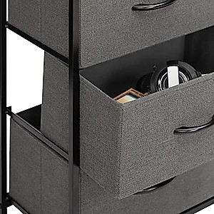 MATICO 5 Chest of Drawers with Non-Woven Fabric Storage Bin, Desser Organizer with Clothes Hanger for Bedroom, Living Room, Laundry, Dormitory, Grey