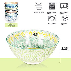 Farielyn-X 8 Pack Small Ceramic Bowls - Porcelain, Soup, Salad, Pasta, Rice, Dessert, Yoghurt, Condiments, Side Dishes, Dip, Ice Cream Ceramic Bowls, 4.75 Inch Diameter, 10 Fluid Ounce (1.25 Cup) Capa