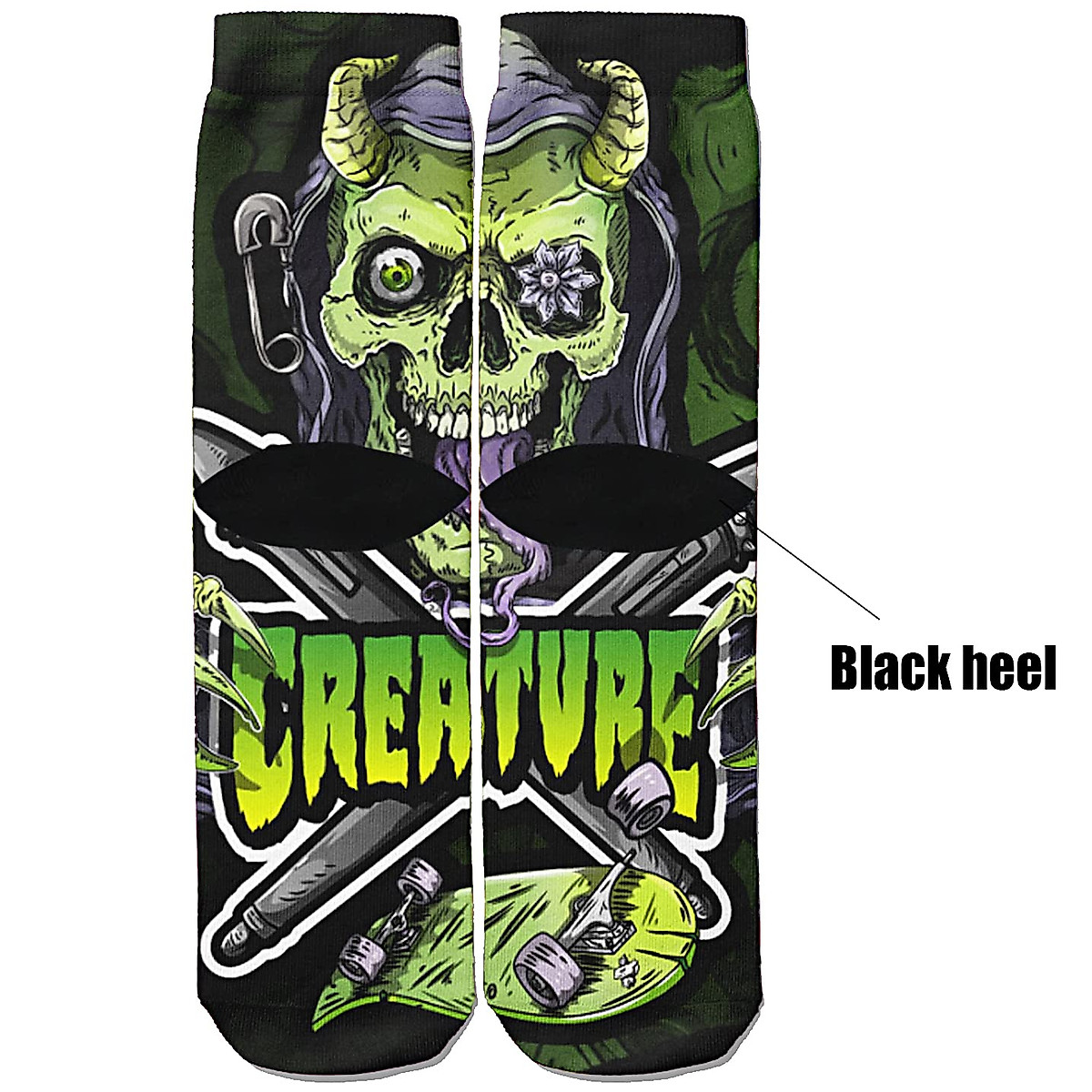 ARIYIDA Unisex Funny Crazy Color 3D Puzzle Stripe Food Pattern Athletic Sports Crew Tube Socks (Skeleton)