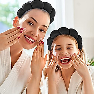 Spa Headband for Women, Makeup Headband Sponge Skincare Headband Soft Terry Cloth Fabric Hairband Hair Accessories for Washing Face, Makeup Removal, Shower, Skincare (Black)