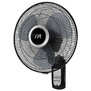 SPT SF-16W81A: 16″ Wall Mount Fan with Remote Control, black