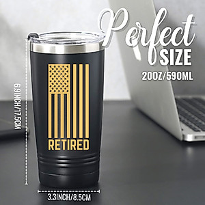 Retirement Gifts for Police/Cops, Unique Gifts for Retired Public Officers, Firefighter, Army, Air-Force, 20oz Stainless Steel Travel Tumbler with Lid, Gift Box Included, American Flag