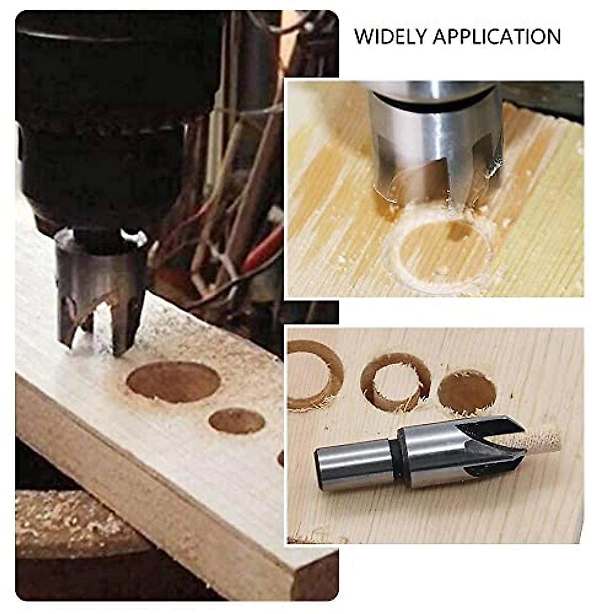 Utoolmart 8pcs Wood Plug Cutter Drills Bit Set 1/4” 3/8” 1/2” 5/8” Barrel Cork Tenon Hole Saw Cutting Tools for Woodworking, High Carbon Steel