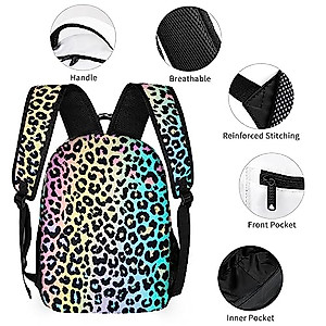 DTCCET 3PCS Multi-Colored Leopard Backpack Set, Stylish Laptop Bag Classic Leopard Daypack with Lunch Bags, Lightweight Shoulders Backpack with Multiple Pockets(Colorful Leopard)