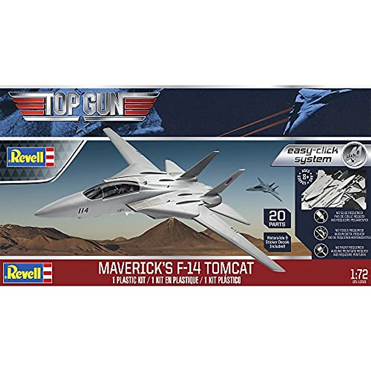 Revell Easy-Click 85-1268 Top Gun Maverick's F-14 Tomcat 1:72 Scale 20-Piece Skill Level 2 Model Building Airplane Kit