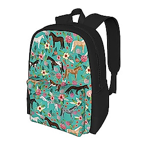JASMODER Horse Floral Laptop Backpack Hiking Travel Daypack For Men Women And Youth