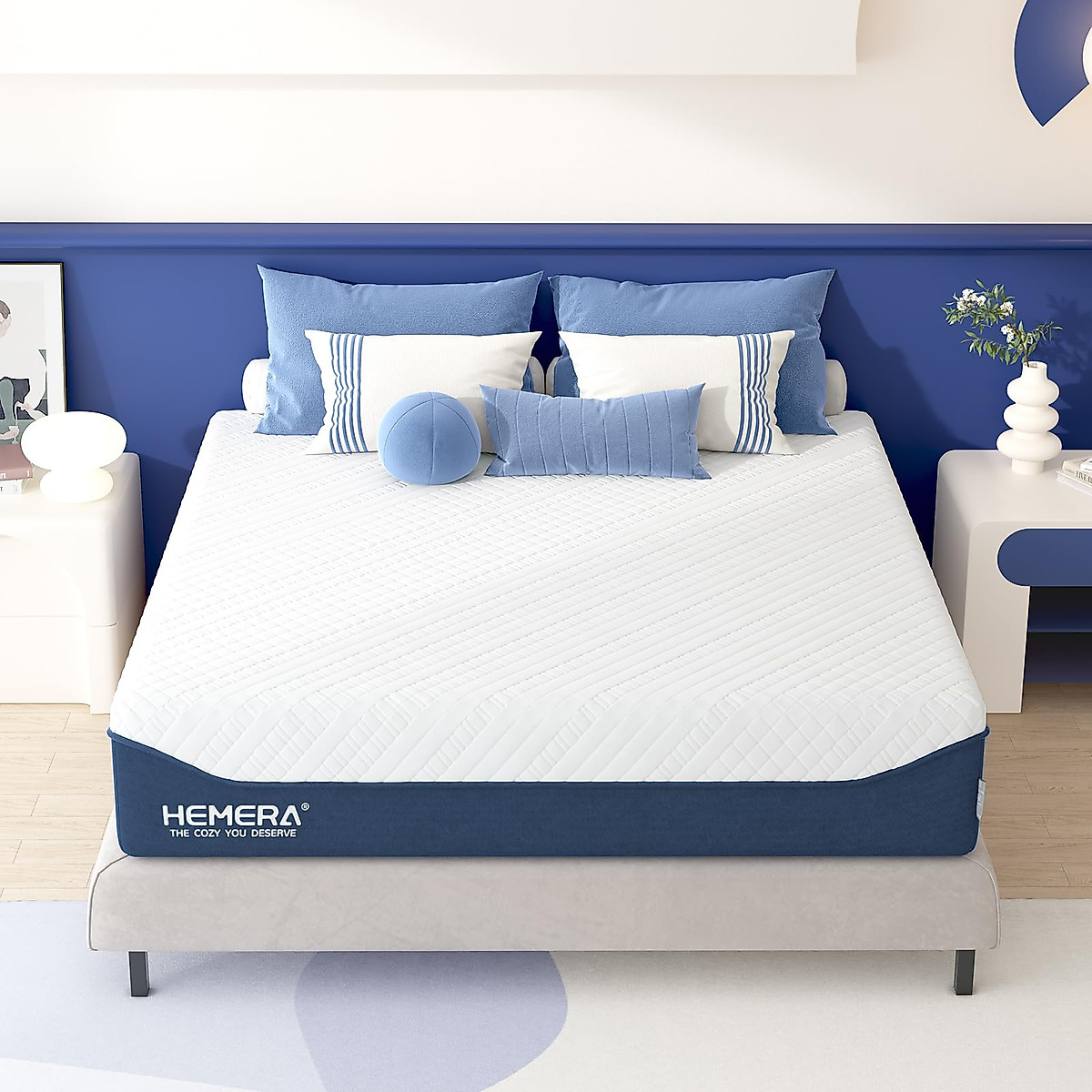 HEMERA King Mattress, 14 Inch Green Tea Cooling Gel Memory Foam Mattress King, Bed Mattress in a Box CertiPUR-US Certified, Supportive & Fiberglass Free, Washable Cover, Medium Firm, 80"*76"