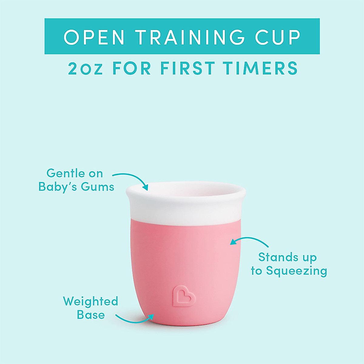 Munchkin® C’est Silicone! Open Training Cup for Babies and Toddlers 4 Months+, 2 Ounce, Coral