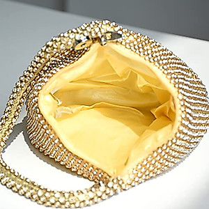 Women's Evening Bag Sparkly Rhinestone Purse Triangle Designer Wrist Clutch Purse for Party Prom Wedding Purse Gold