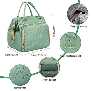 ZFLLJFC Lunch Bag for Women,Insulated Lunch Box Tote Bags with Wide-Open,Reusable Cooler Cute Lunch Boxes with Water Resistant for Work Office Travel and Picnic (Green)