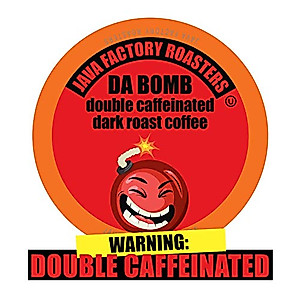 Java Factory High Caffeine Coffee Pods, Da Bomb Dark Roast, 40 Count - Compatible with K Cup Brewers 2.0, Extra Caffeine for a Strong Start to Your Day