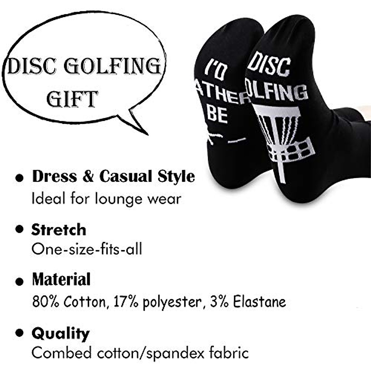 TSOTMO Disc Golf Socks Golfing Socks I'D Rather Be Disc Golfing Funny Socks For Disc Golf Lover Player