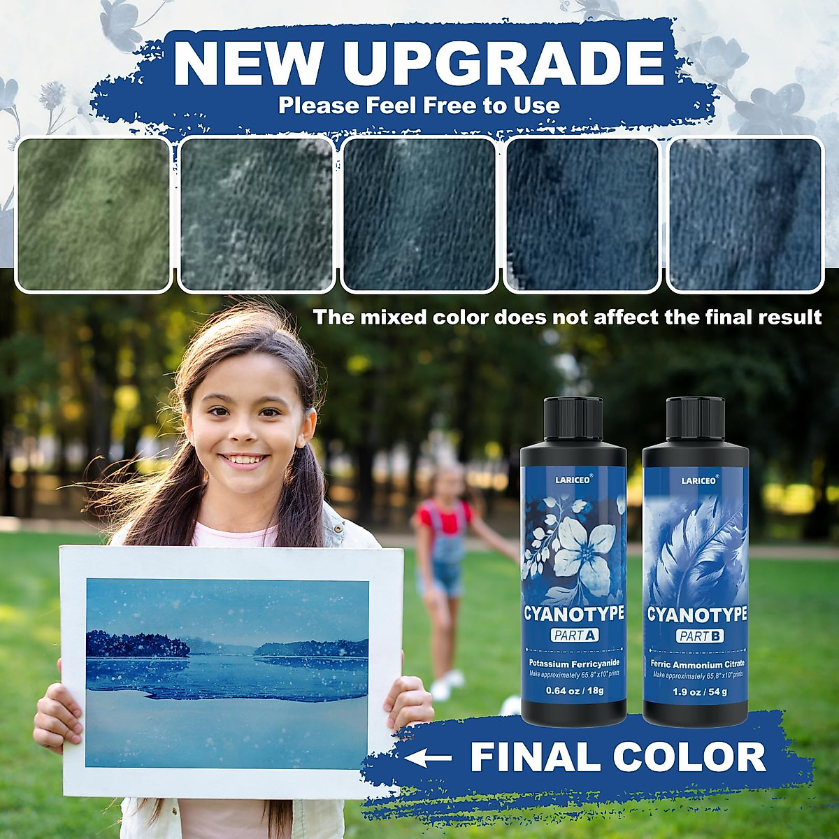 Cyanotype Sensitizer Kit, 16oz Cyanotype Set - 2 Part Sensitizer, Cyanotype Dye - Cyanotype Kit Solar Print Set, Cyanotype Sun Printing Kit for Photographic Printing on Paper and Fabric