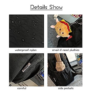 JHTPSLR Vintage Aesthetic Backpack Preppy Backpack Patches Stars Retro Stars Backpack Dark Academia Aesthetic Backpack (Black)