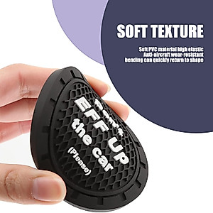 UGSHY 2 PCS Car Cup Hoder Coaster, 2.75" PVC Non-Slip Insulated Honeycomb Coaster Decoration, Don't Fuck up My car Coasters, Universal Interior Accessories for Most Cars (Black)