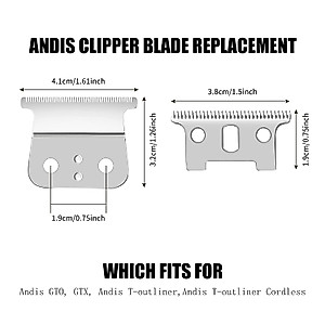 T Outliners Replacement Blades Compatible with Andis T Outliners Trimmer, Gtx Trimmer, T Outliners Replacement Blade (sliver steel T blade + sliver steel blade),3 PACK