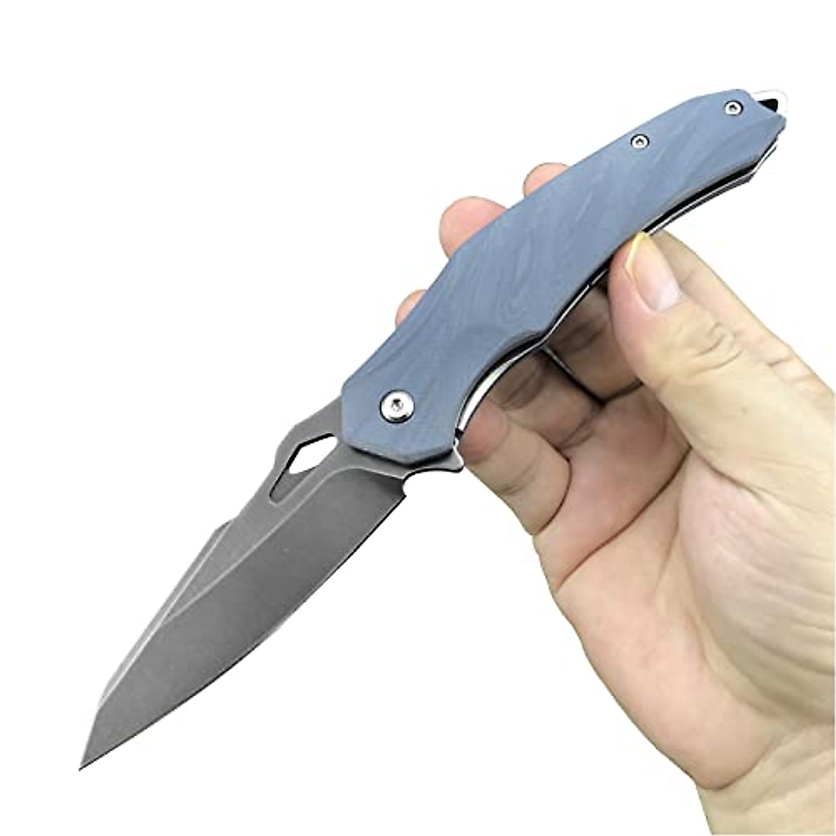 HUAAO 8.1’’ Folding Pocket Knife, 3.4’’ D2 Steel Blade and G10 Handle, Pocket Knife with Clip, Flipper, Liner Lock, for Camping Hiking Outdoor (Black)