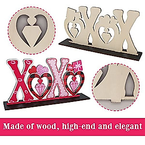 Bunny Chorus Valentines Day Decor Love Wooden Table Sign 3pcs, Romantic Tabletop Centerpiece Ornaments Gift, Dining Room Table Wedding Anniversary Party Supplies Décor Tiered Tray Decor