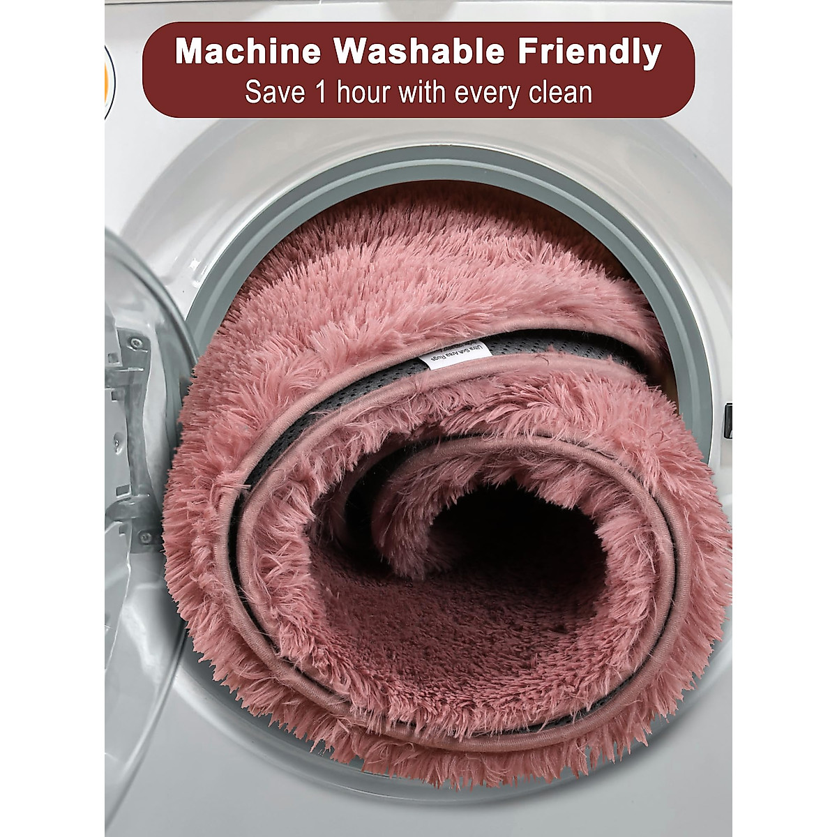 ONASAR Blush Round Area Rug 5ft, Soft Bedroom Circle Rugs Mats for Kids Girls Teen Room, Fluffy Plush Shaggy Carpet for Baby Nursery Living Room Playroom Home Decor Princess Castle