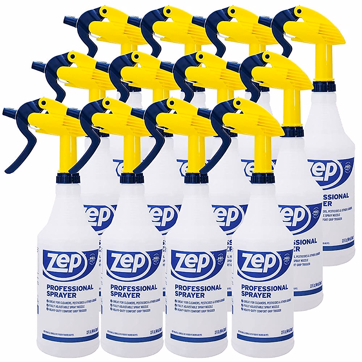 Zep Professional Sprayer Bottle - 32 oz (Case of 12) - HDPRO1 - Versatile Adjustable Nozzle Spray Bottles with a Fine Mist or Powerful Spray, Refillable Spray Bottle for Diluted Concentrate, Chemical