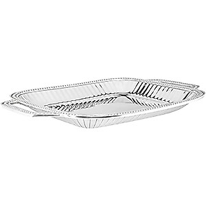 Wilton Armetale Flutes and Pearls Rectangular Serving Tray with Handles, 18-Inch-by-12-Inch - , Silver