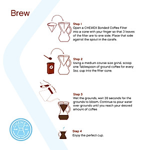 Chemex Pour-Over Glass Coffeemaker - Colored Glass Handle Series - 6-Cup Sapphire - Exclusive Packaging