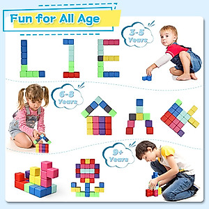 Dilabnba Large Magnetic Block for Kids Toddler, 1.26 Inch Jumbo Magnet Cube Science Kit Building Set, Preschool STEM Educational Learning Creativity Magnet Toys（18PCS）