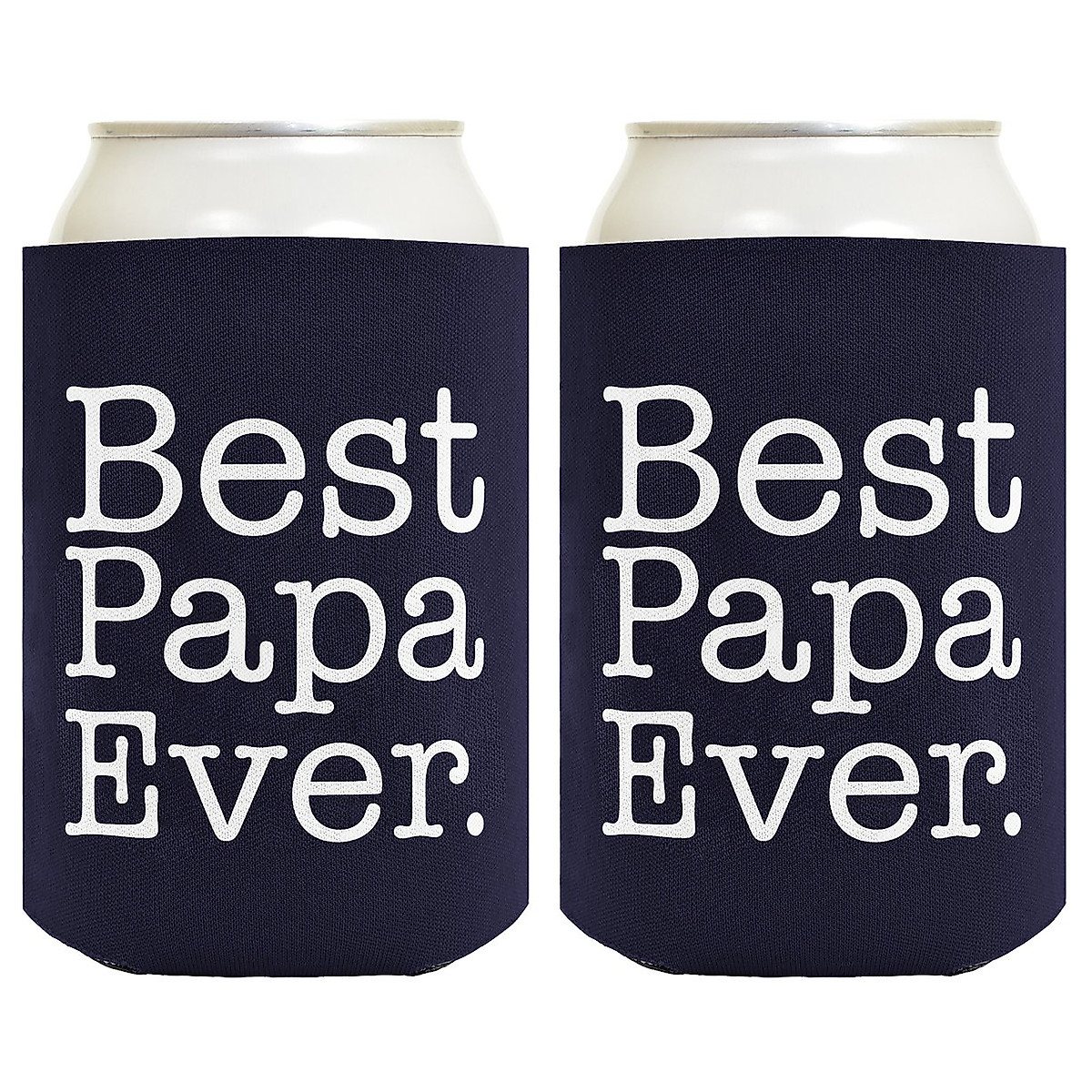 Funny Beer Coolie Best Papa Ever Grandpa Gift 2 Pack Can Coolies Drink Coolers Navy