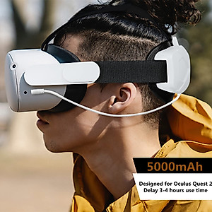 Meta Elite Strap with Battery,Power Bank for Accessories,5000mAh Extend 3hrs Playtime,Fast Charging VR Power,Adjustable Head Strap for Enhanced Support and Comfort in VR