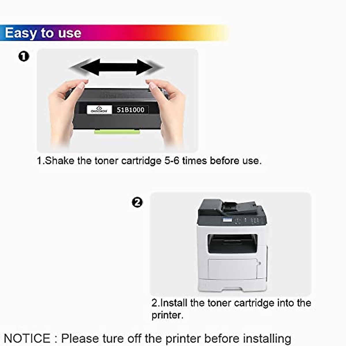 CHENPHON Compatible 51B00A0 51B1000 MS317 MX317 Toner Cartridge use for Lexmark MS317 MS417 MS517 MS617 MX317 MX417 MX517 MX617 MS317DN MS417DN MS517DN MX317DN MX417DN MX517DE Printer, 1-Pack