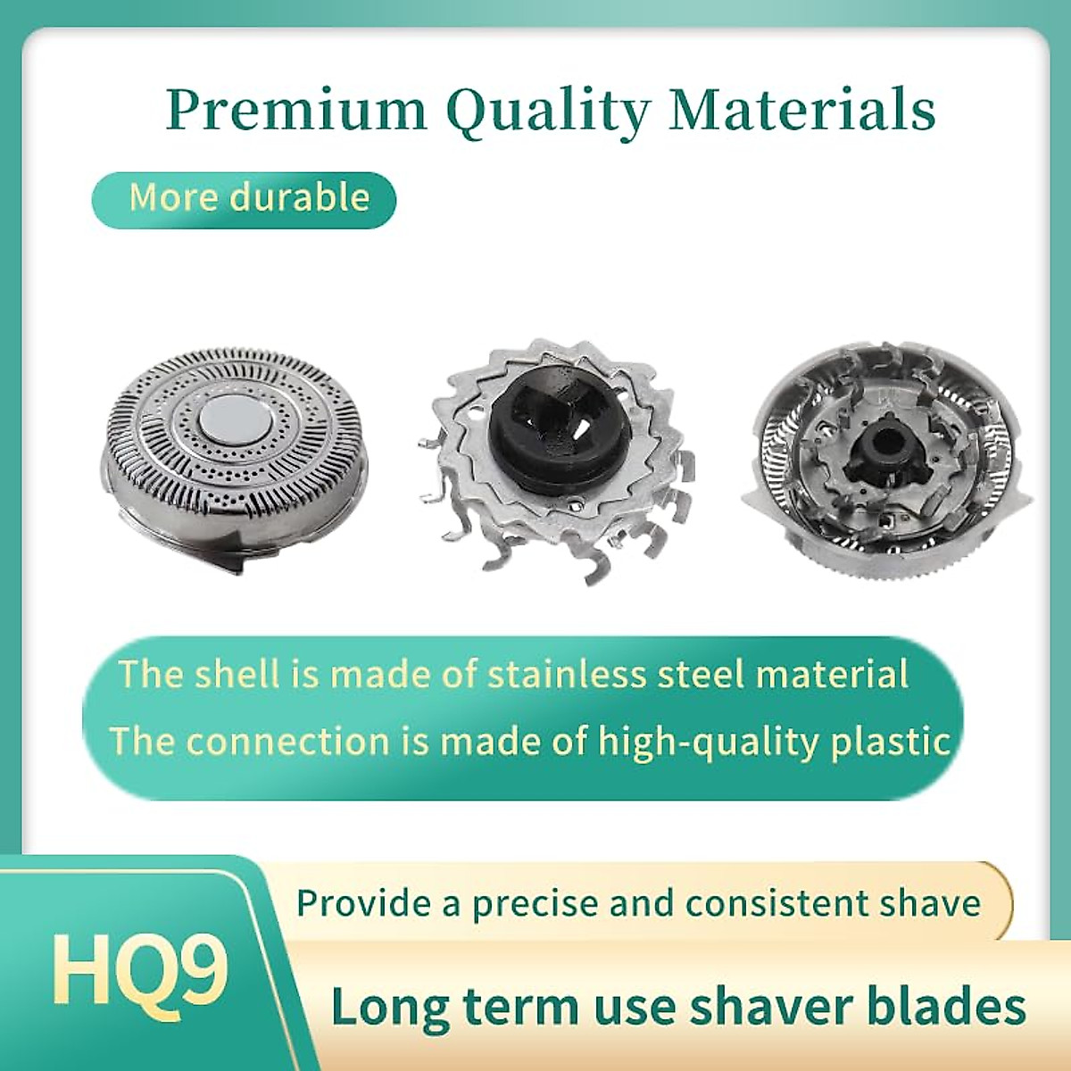HQ9 Replacement Shaver Head Blades Fit for Norelco HQ9 8240 8250 8260 XL AT 880, Superior Precision Cutters Blades for Norelco,Mens' Electric Shaver Replacement Blade Dry & Wet Dual-use(3 Pcs）