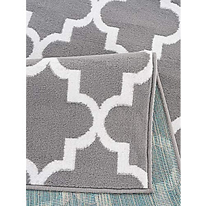 Msrugs Area Rugs, 3x5 Trellis Collection Modern Gray White Area Rug, Contemporary Soft Cozy Carpet for Living Room and Bedroom
