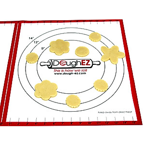 DoughEZ Patented Extra Large 17.5 x 32 Non-Slip Silicone Pastry Dough Rolling Mat and 6 Guide Sticks - BPA Free, Approved materials