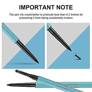 TurritopsisD Ultra-thin Brow Pencil 【2-Pack Light Brown】 Eyebrow Pencil Waterproof Smudge-proof Precise Fine-tip Ultra-slim Built-in Soft Spoolie Brush