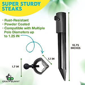 Gray Bunny Metal Stakes for Ground (4 Pcs), Tiki Torch Holders for Ground, Flag Stakes, Umbrella Stakes for Grass, Universal Light Stakes, Flag Pole Ground Mount, Heavy Duty Tiki Torch Stand