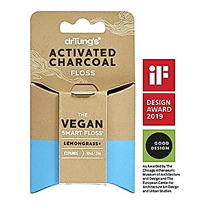 DrTung's Vegan Activated Charcoal Floss, Natural Lemongrass Flavor Dental Floss 6 Pack