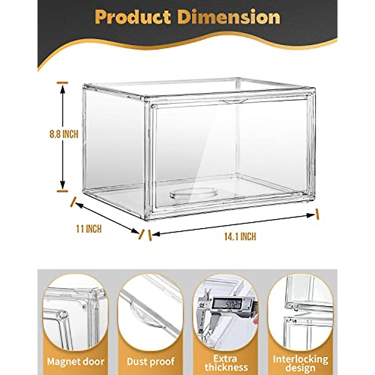 Football Display Case Full Size, Clear Acrylic Football Case Display Case with Magnetic Door and UV Protection, Professional Grade Stackable Football Display Box - 1 Pack