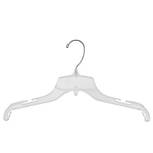 NAHANCO 94400 Plastic Top Hanger, Molded Non-Slip Shoulders, Clear Break Resistant, 15" (Pack of 100)