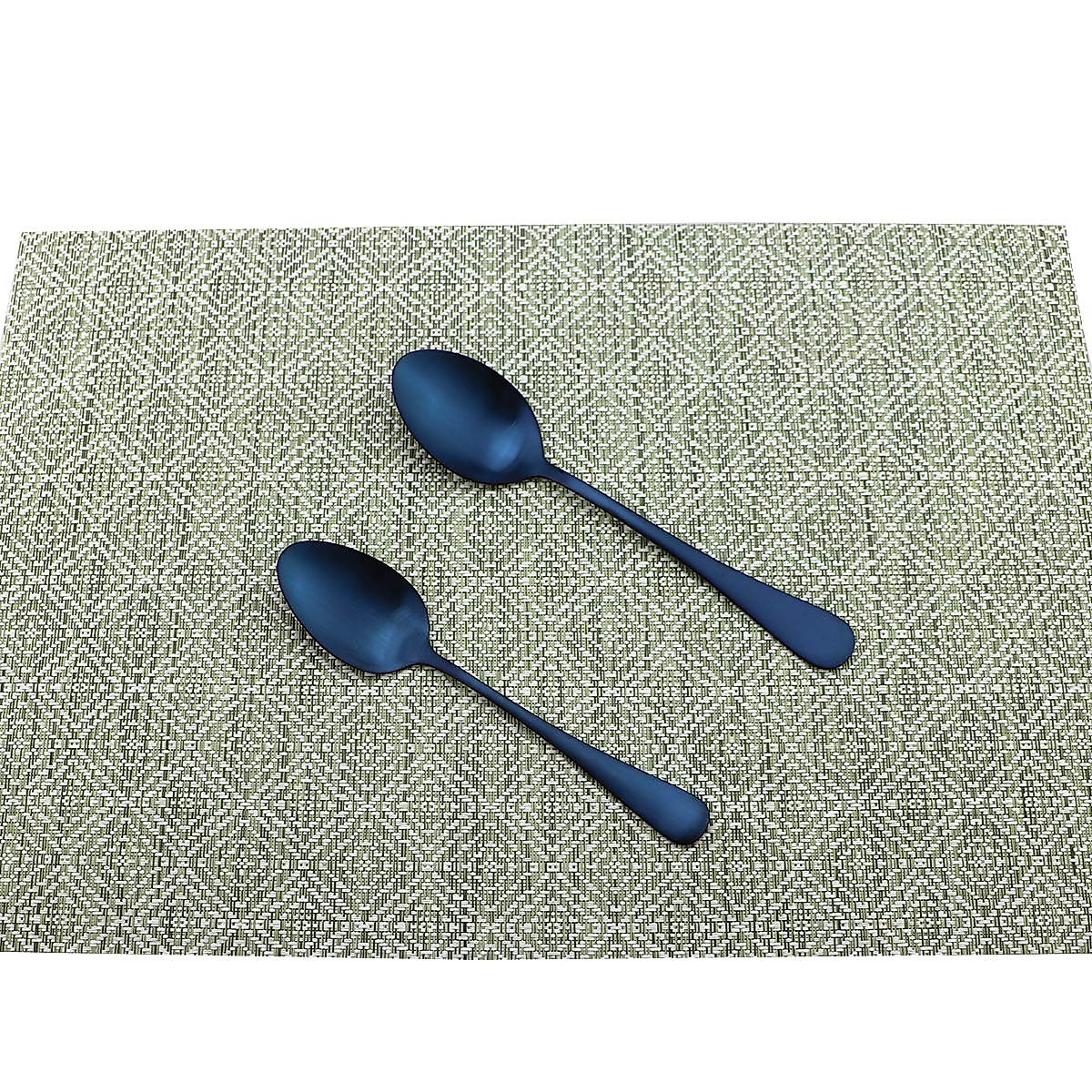 Uniturcky Durable Silverware Flatware Cutlery Set, Food Safe Grade Stainless Steel Utensils 24-Piece Service for 4,Include Knife/Fork/Spoon/Metal Straws/Cleaning Brus, Dishwasher Safe (Matte Blue)