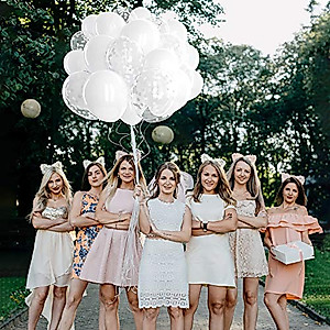 Dandy Decor 60 Pack White Balloons + White Confetti Balloons w/Ribbon | Latex Balloons 12 Inch | Balloon White | Bridal Shower Balloons | Wedding Balloons | Round Balloons | White Party Decorations |