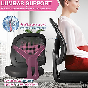 KIZECK Armless Small Office Computer Desk Chair Without Armrests Adjustable Height with Lumbar Support for Home, Mesh Back, Black